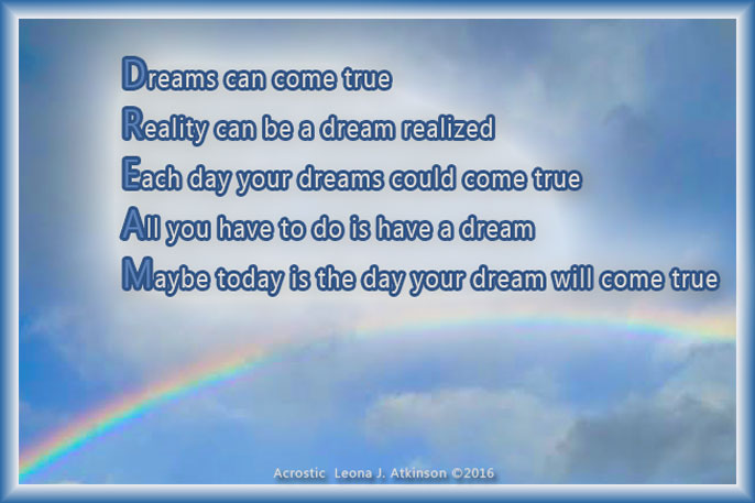 DREAM–Acrostic – Leonas Lines–Poetry Plus